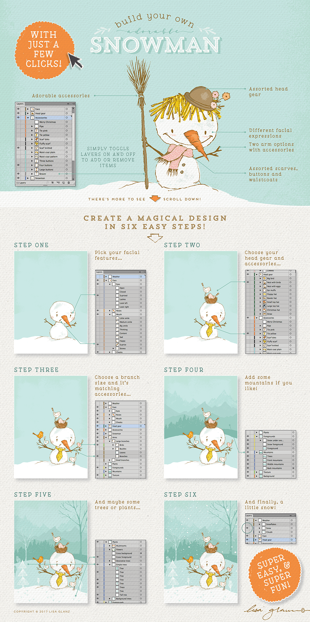 Build your own Snowman kit - Lisa Glanz