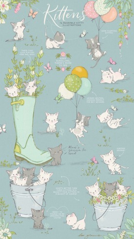 Adorable spring kitten vector clipart graphics - Lisa Glanz