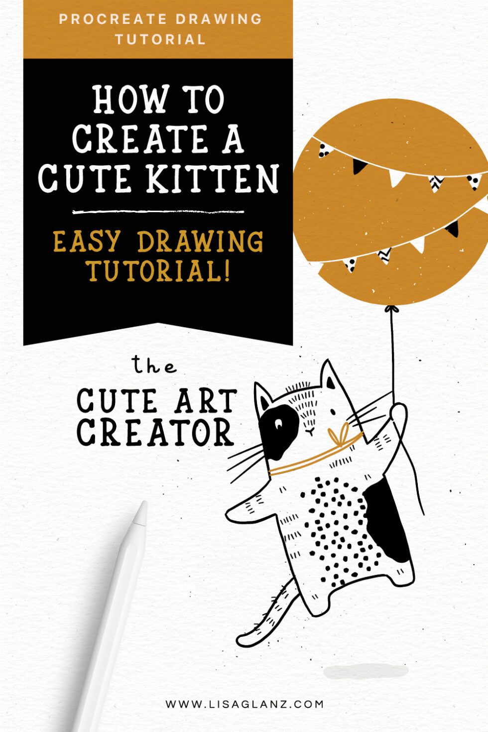 Create a kitten in a cute style - easy drawing tutorial - Lisa Glanz