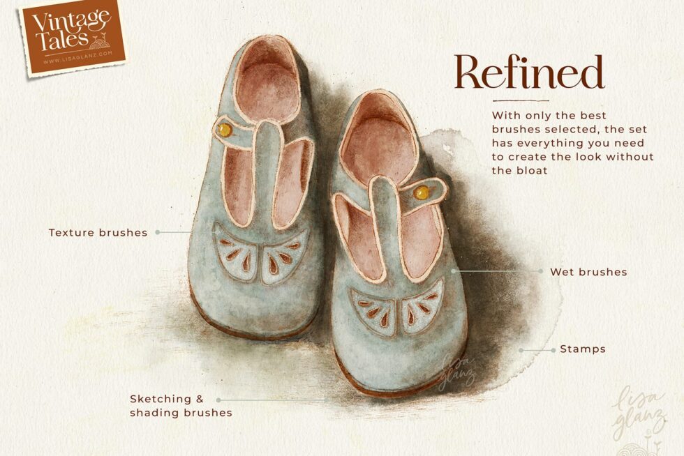 Vintage Tales Brushes and Canvas Effects for Procreate - Lisa Glanz