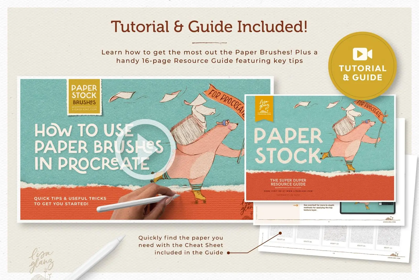 Paper Stock: Seamless Paper Texture Brushes for Procreate - Lisa Glanz