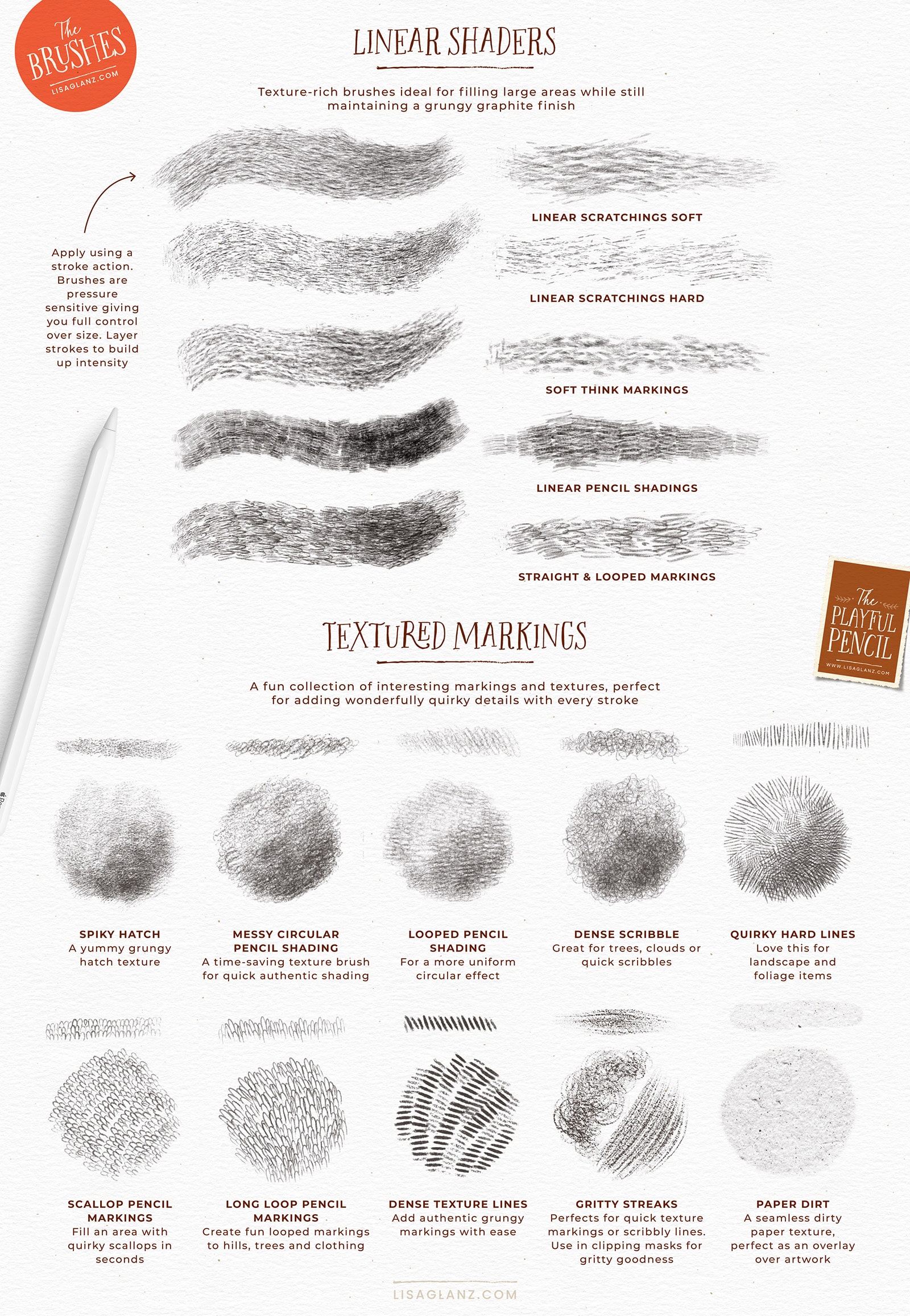 The Playful Pencil - Whimsical Graphite & Fur Brushes for Procreate - Lisa Glanz